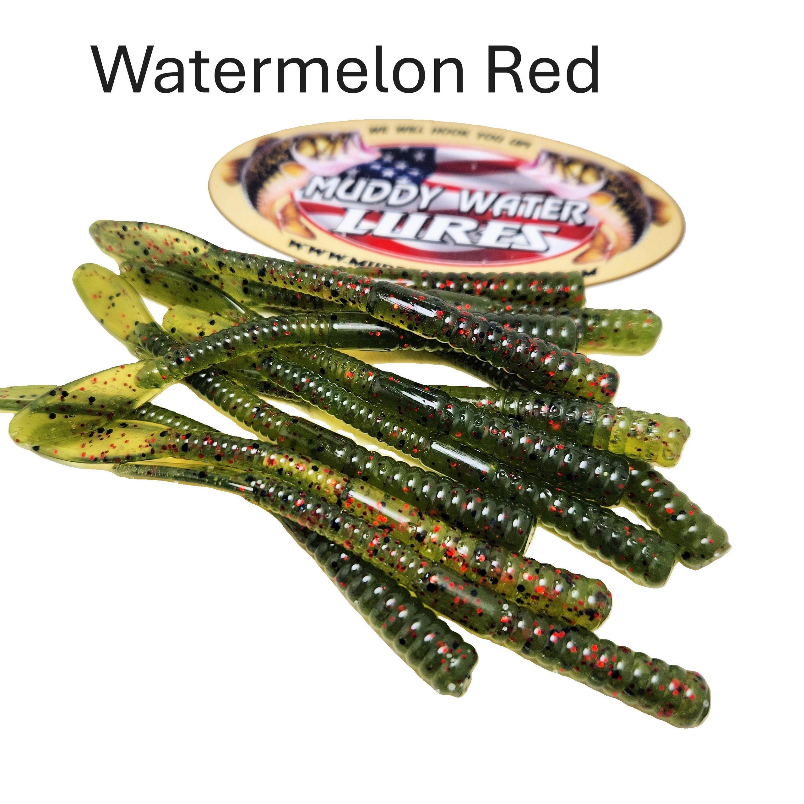4 Action Worm Watermelon Red Muddy Water Lures